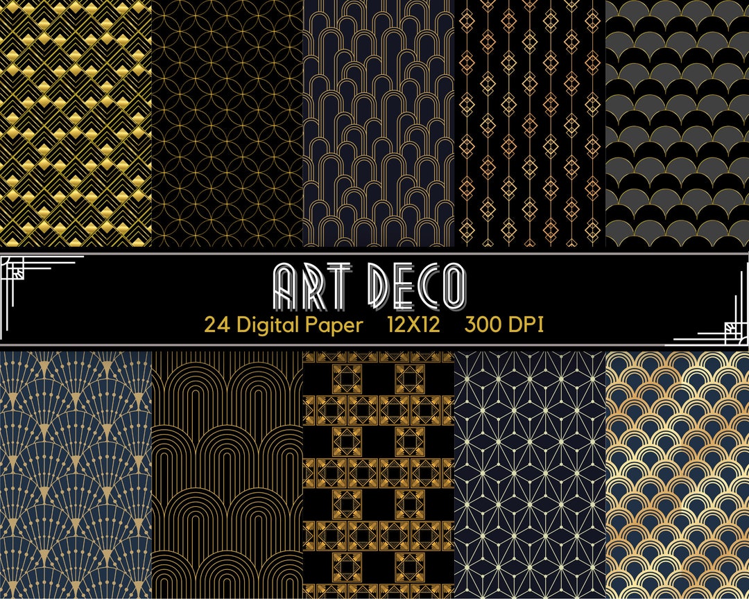 Art Deco Pattern Digital Paper – 24 Seamless Patterns, Scrapbook Paper ...