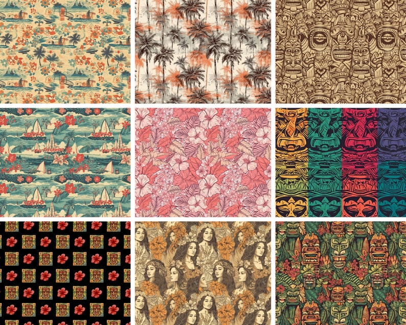 Aloha Patterns: Hawaiian Patterns Digital Paper 25 Seamless Patterns ...