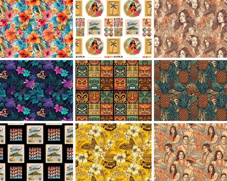 Aloha Patterns: Hawaiian Patterns Digital Paper – 25 Seamless Patterns ...
