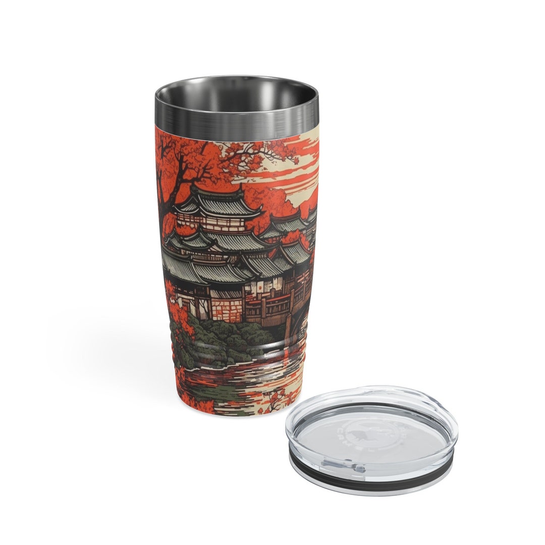Chinese Linocut Style Sunset Tumbler, Gorgeous Landscape Print ...