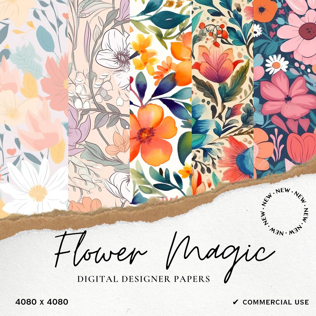 Flower Magic - Digital Paper, Floral Prints, Flowers Background, Spring ...