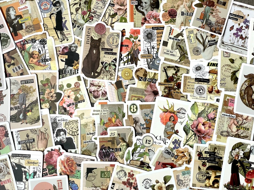 10-40 Pack Vintage Collage Aesthetic Stickers, Phone, Kindle, Junk ...