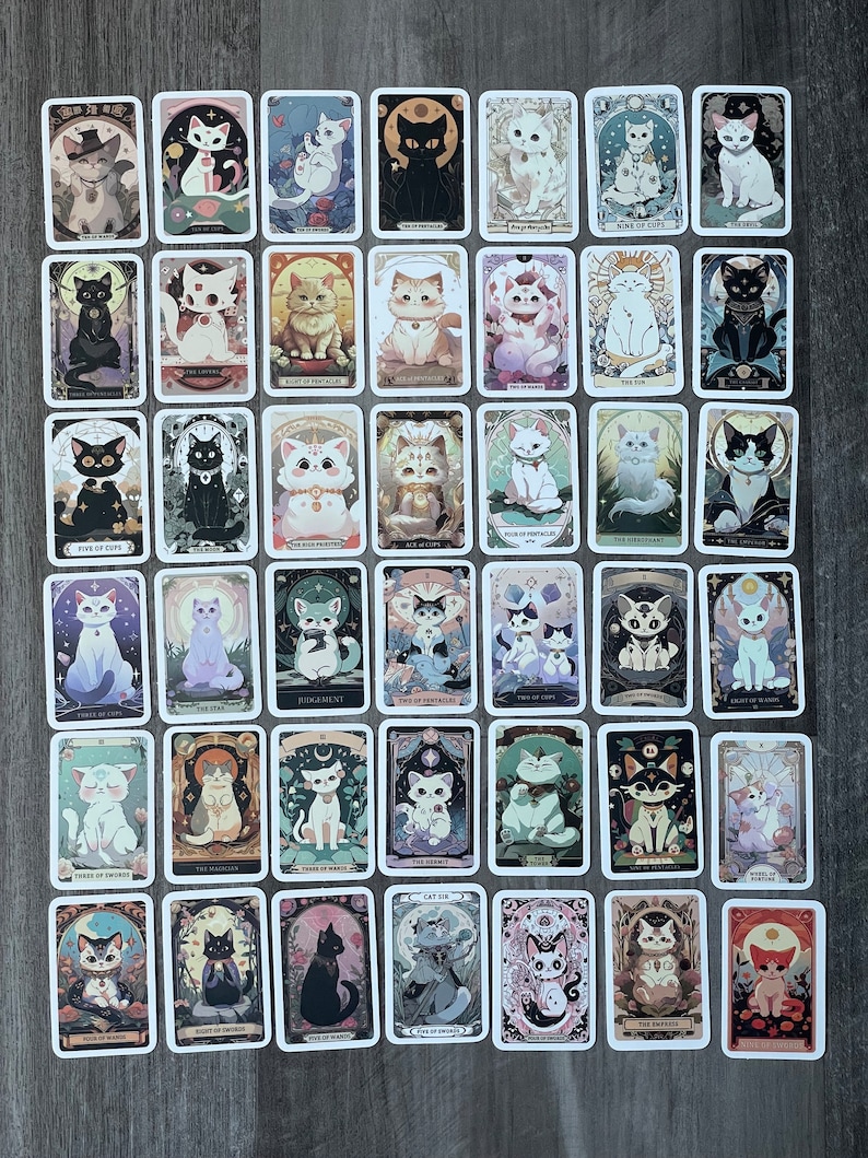 Cat Tarot Card Sticker Pack, Kindle Stickers, Junk Journal, Laptop ...