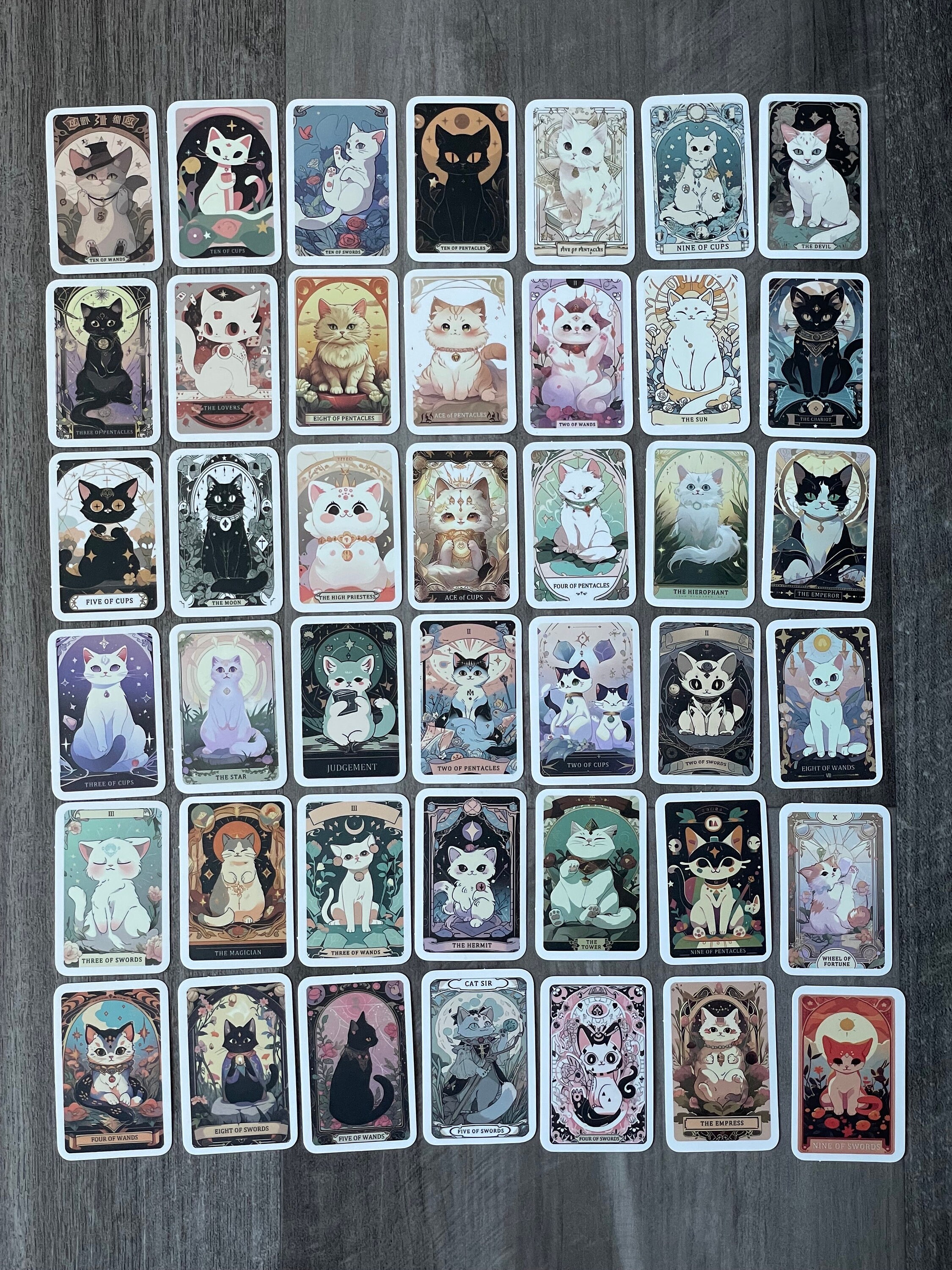 10-78 Pack Cute Cat Tarot Stickers, Pink Tarot Card Deck, Phone, Kindle ...