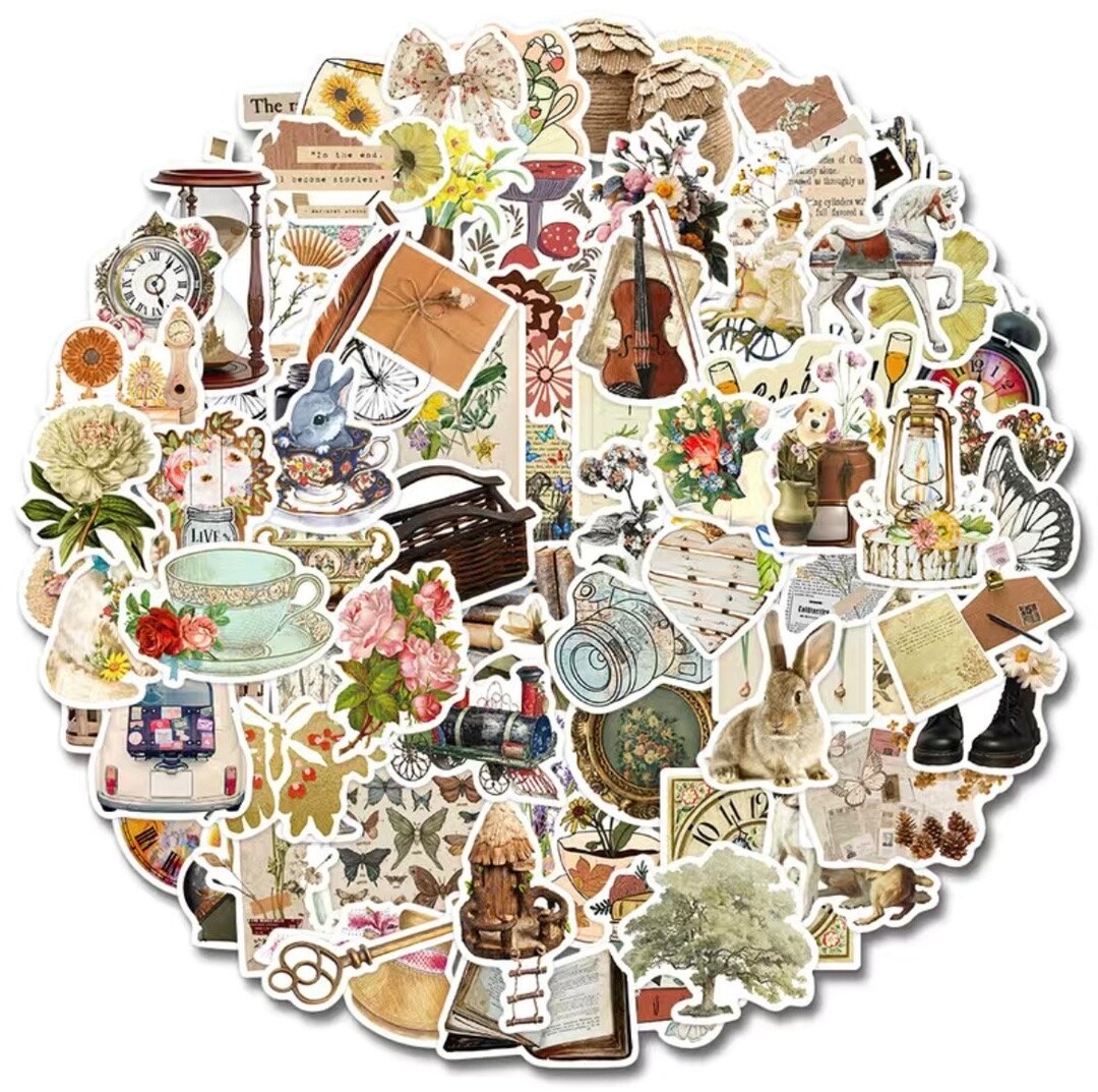 10-40 Pack Vintage Cottagecore Aesthetic Stickers, Retro Style Stickers ...