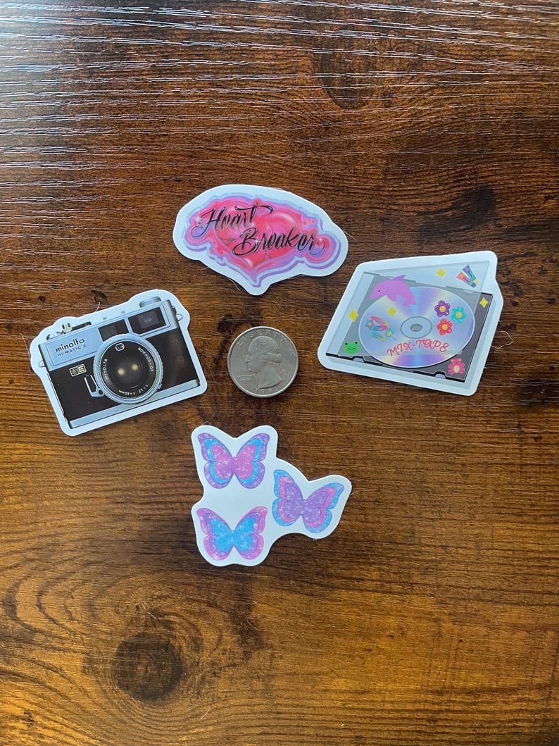 Y2K Sticker Pack, Pink Aesthetic Retro Stickers, Cute Laptop Stickers ...