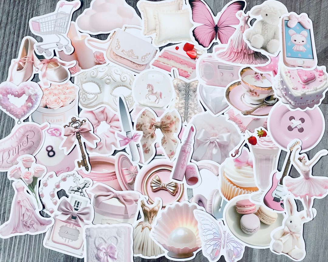 10-40 Pack Pink Girly Coquette Aesthetic Stickers, Phone Stickers ...