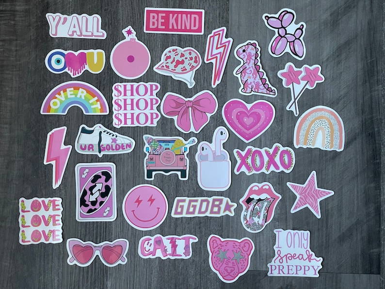 10-40 Pc Pink Preppy Girly Stickers, Phone Stickers, Kindle Stickers ...