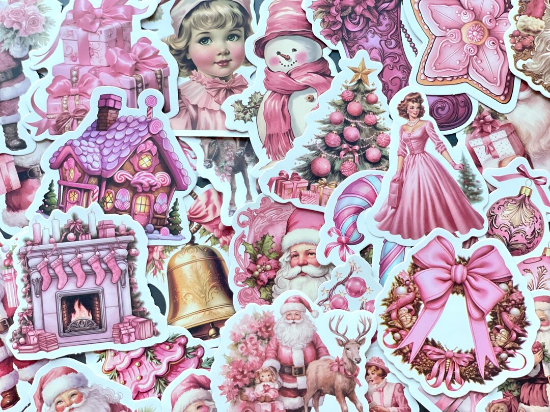 30 Pack Pink Girly Christmas Aesthetic Stickers, Phone Stickers, Kindle ...