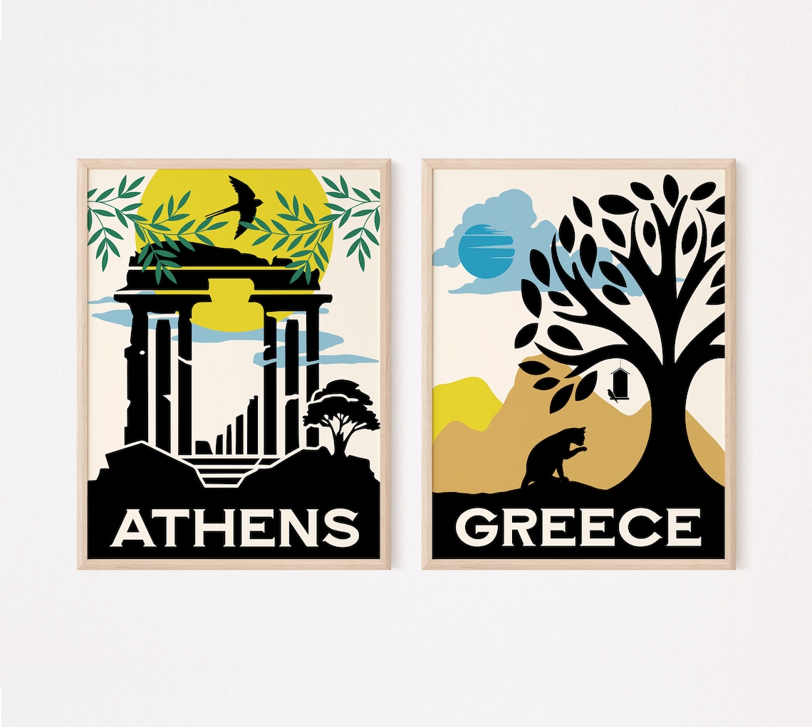 Athens, Greece, Digital Download, Set of 2, Wall Decor Posters, Athens ...