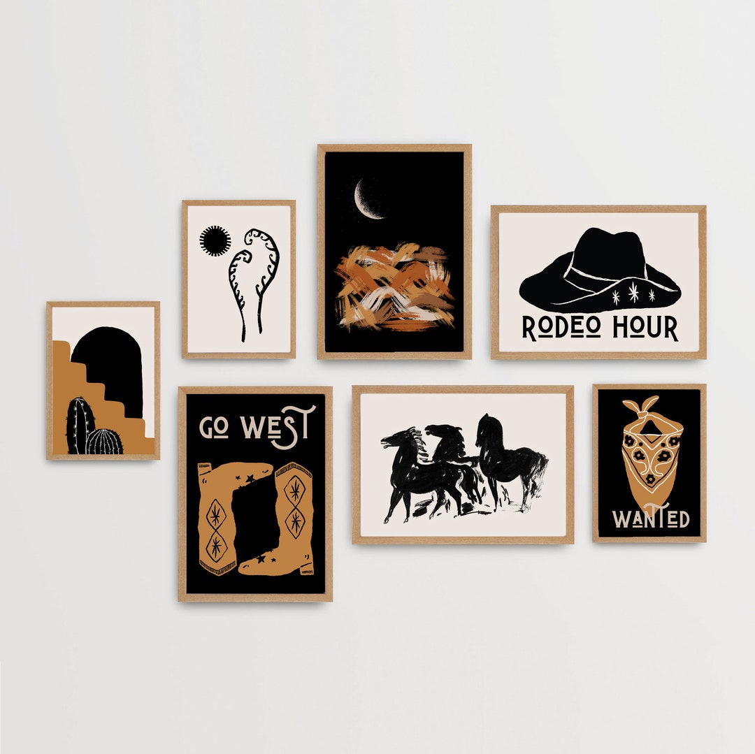 Western Art Prints Digital Download Set of 7 Cowboy Art Wild West Art ...