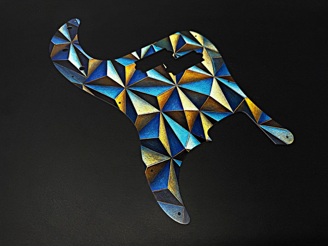 3D Effect Aluminum Fender Precision Bass Pickguard W/ "prism Forge" UV ...