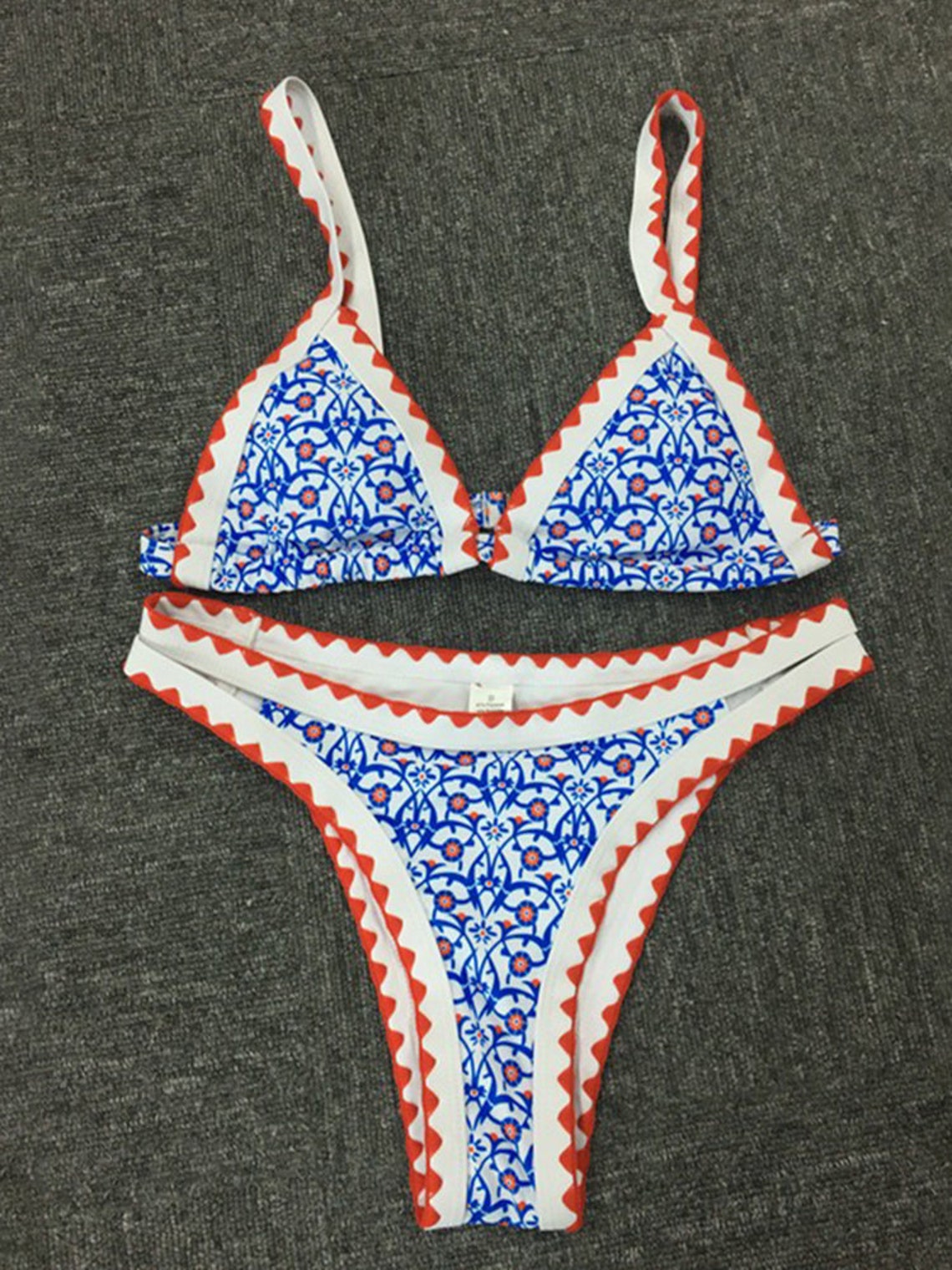 Sexy Peachtan Triangle Bikinis Set Print Womens Swimsuit Etsy