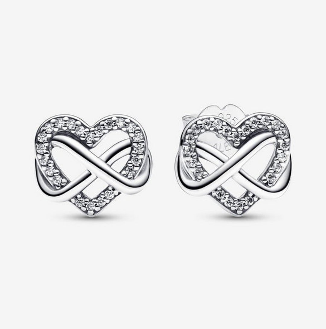 NEW Pandora Sparkling Infinity Heart Stud Earrings - Etsy