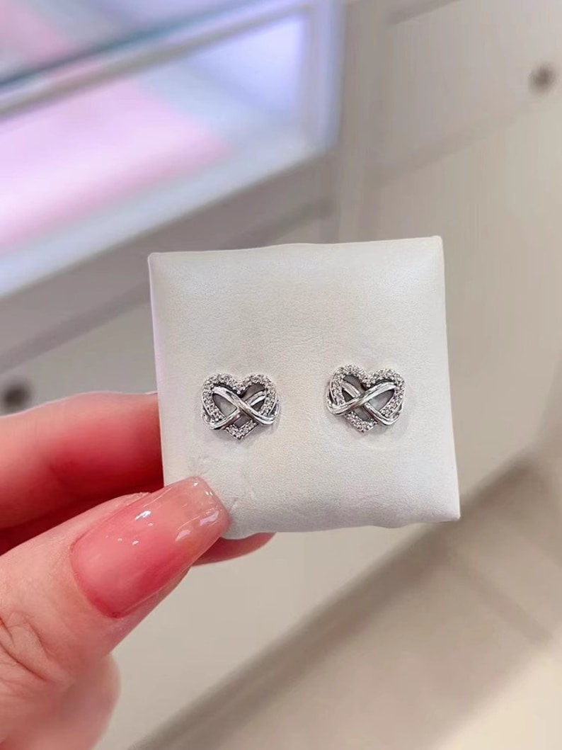 NEW Pandora Sparkling Infinity Heart Stud Earrings - Etsy