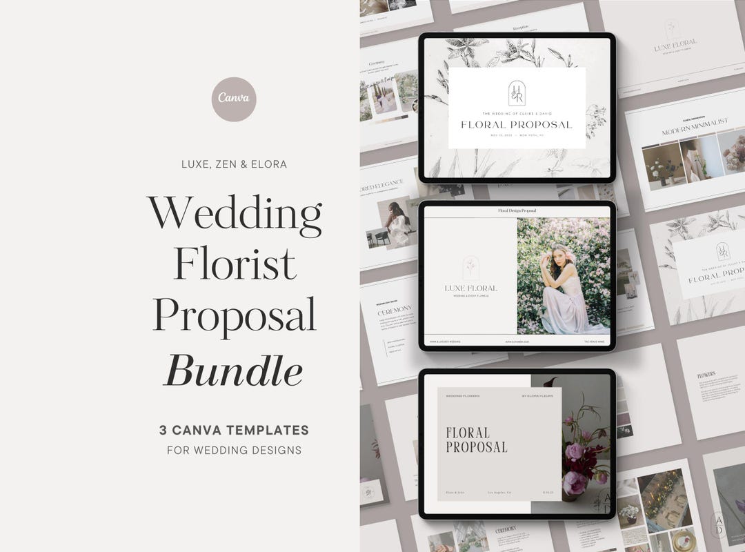 Elegant Proposal Bundle for Wedding Florists, Canva Florist Template ...