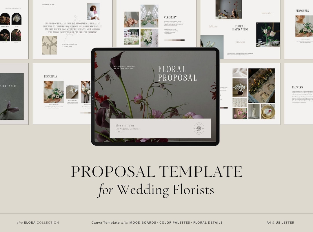 Wedding Florist Proposal Template: Canva Floral Mood Boards (digital ...