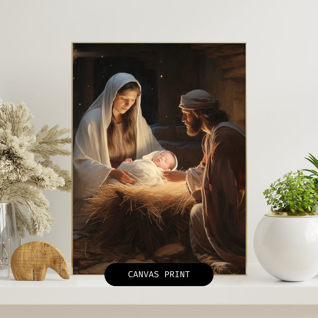 Baby Jesus Artwork Religious Christian Decor Nativity Scene Painting ...