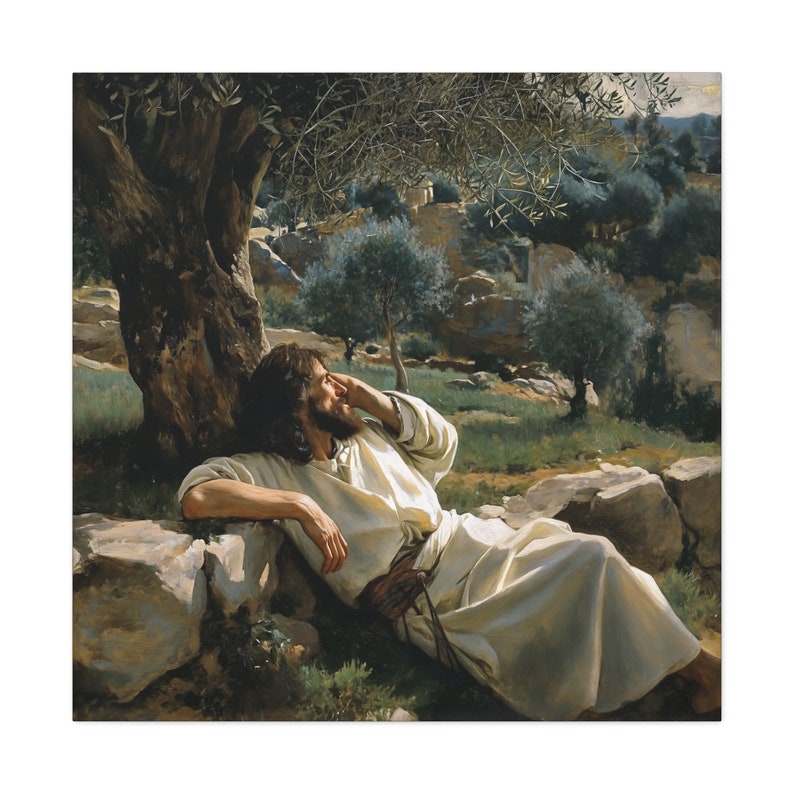Tranquil Repose Jesus in Thoughtful Solitude Biblical Art, Peaceful ...