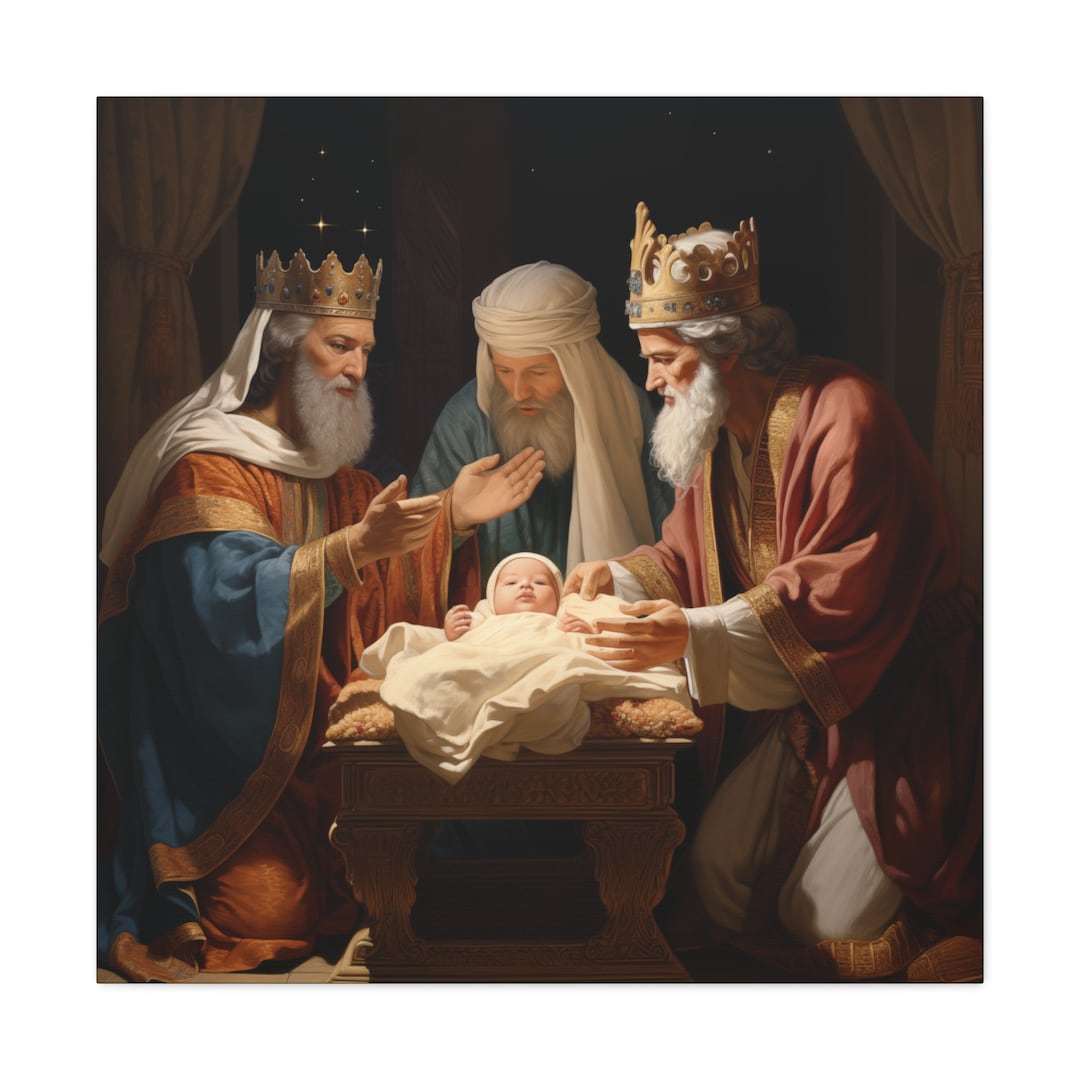 3 Wise Men & Baby Jesus Art Nativity Christ Art Religious Wall Decor ...