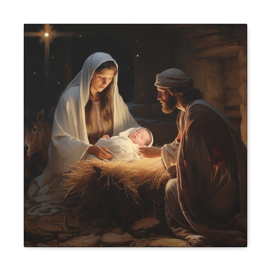 Baby Jesus Artwork Religious Christian Decor Nativity Scene Painting ...