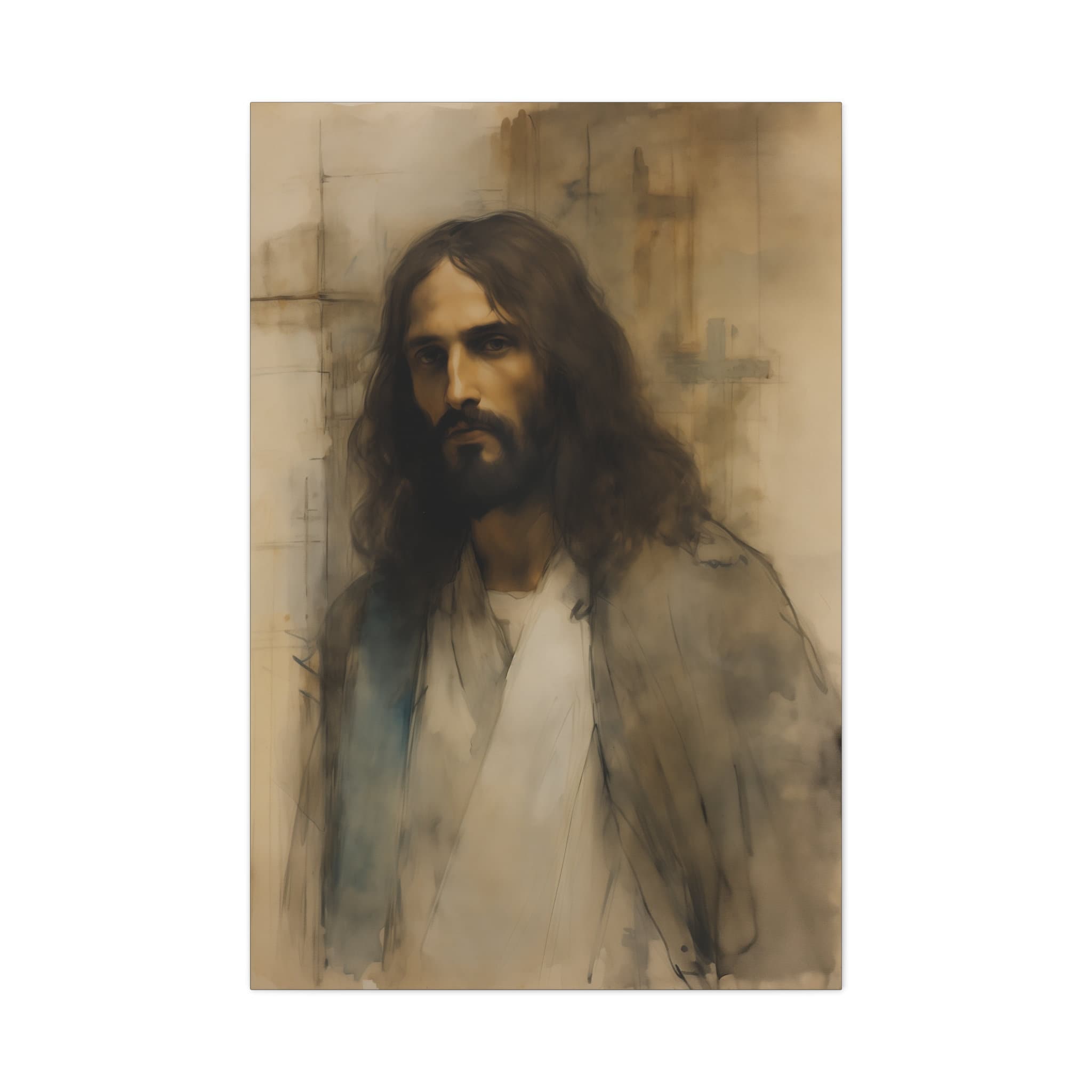 Profound Gaze: A Jesus Portrait in Warm Sepia L Church Art L Religious ...