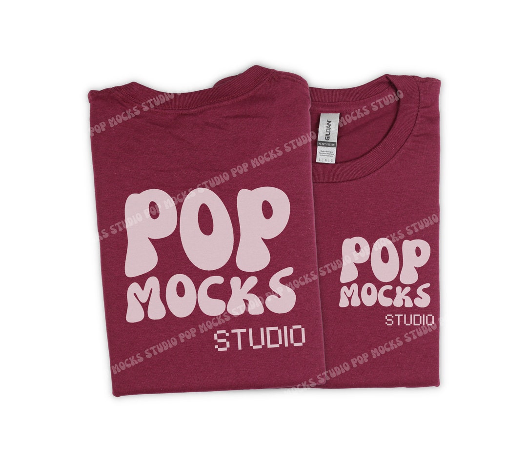 Gildan 5000 Maroon : Flat Lay Mockup on White Background Plain Front ...