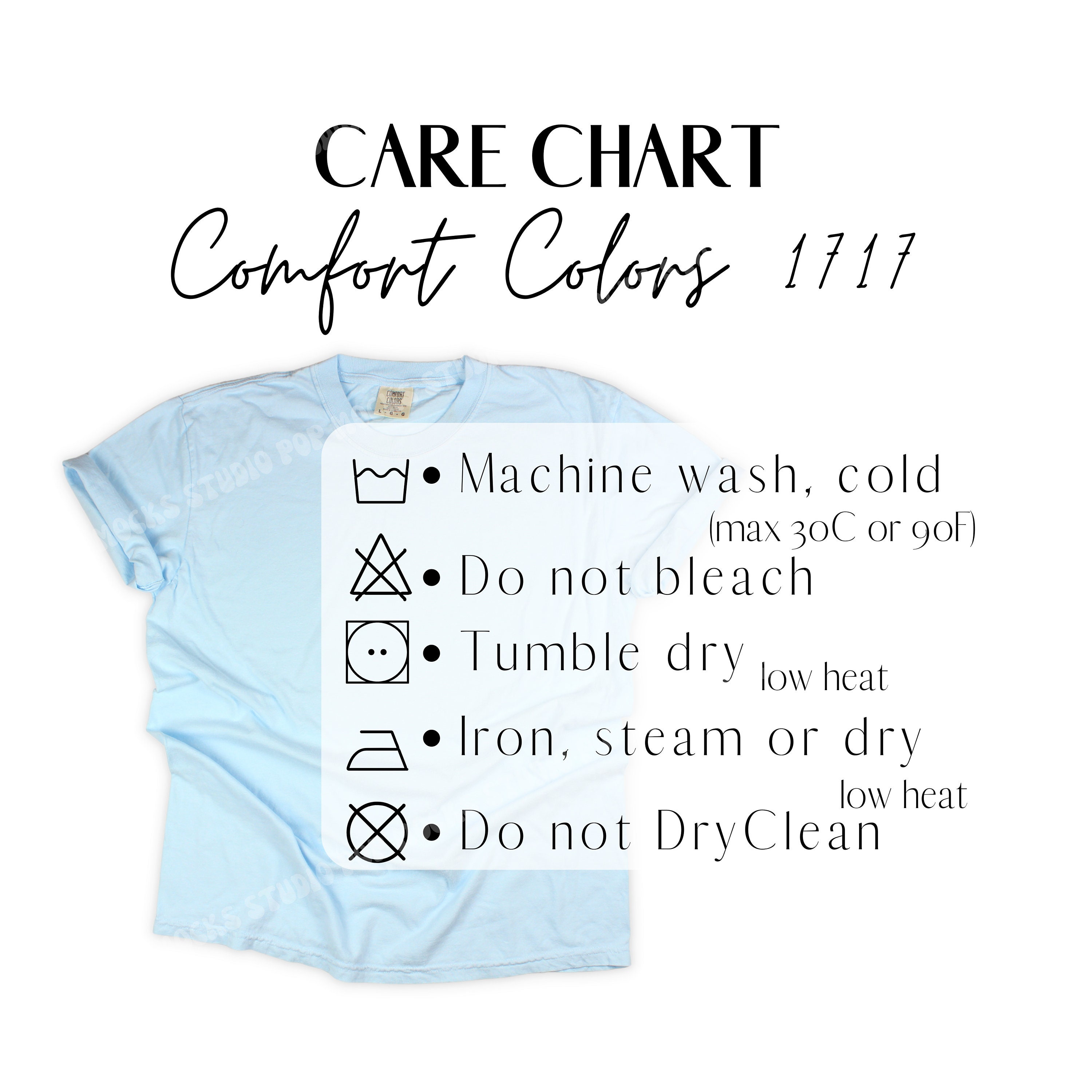 Size Chart and Care Instructions for the Chambray Comfort - Etsy