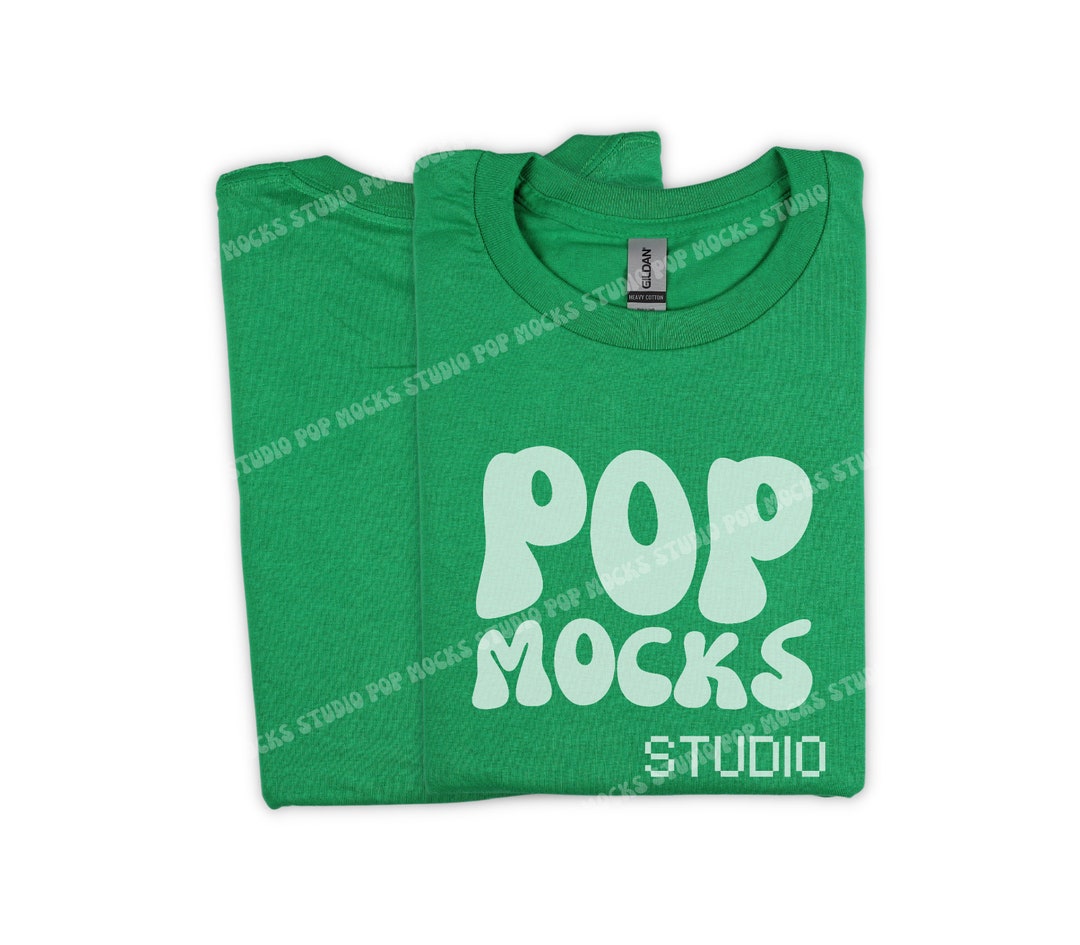 Gildan 5000 - Irish Green : Flat Lay Mockup on White Background - Plain ...