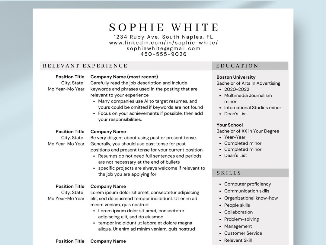 Modèle de CV Canva moderne et simple - Etsy France