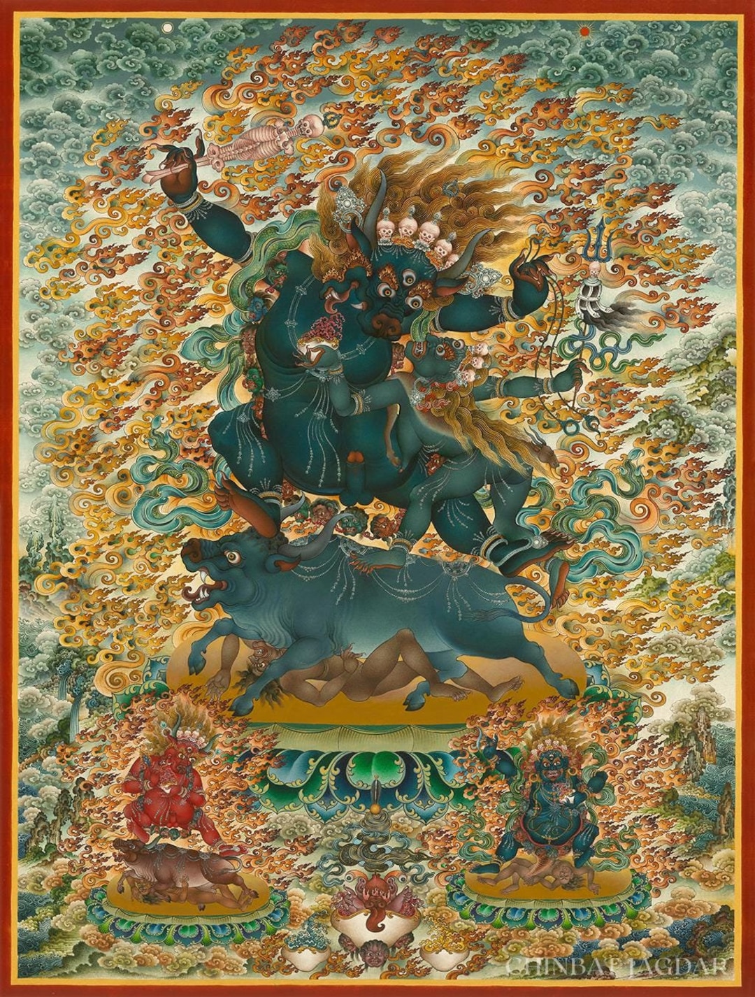 Yama Dharmaraja High Quality Thangka Art Buddhist Painting Tibetan Thangka Downloadable Art ...