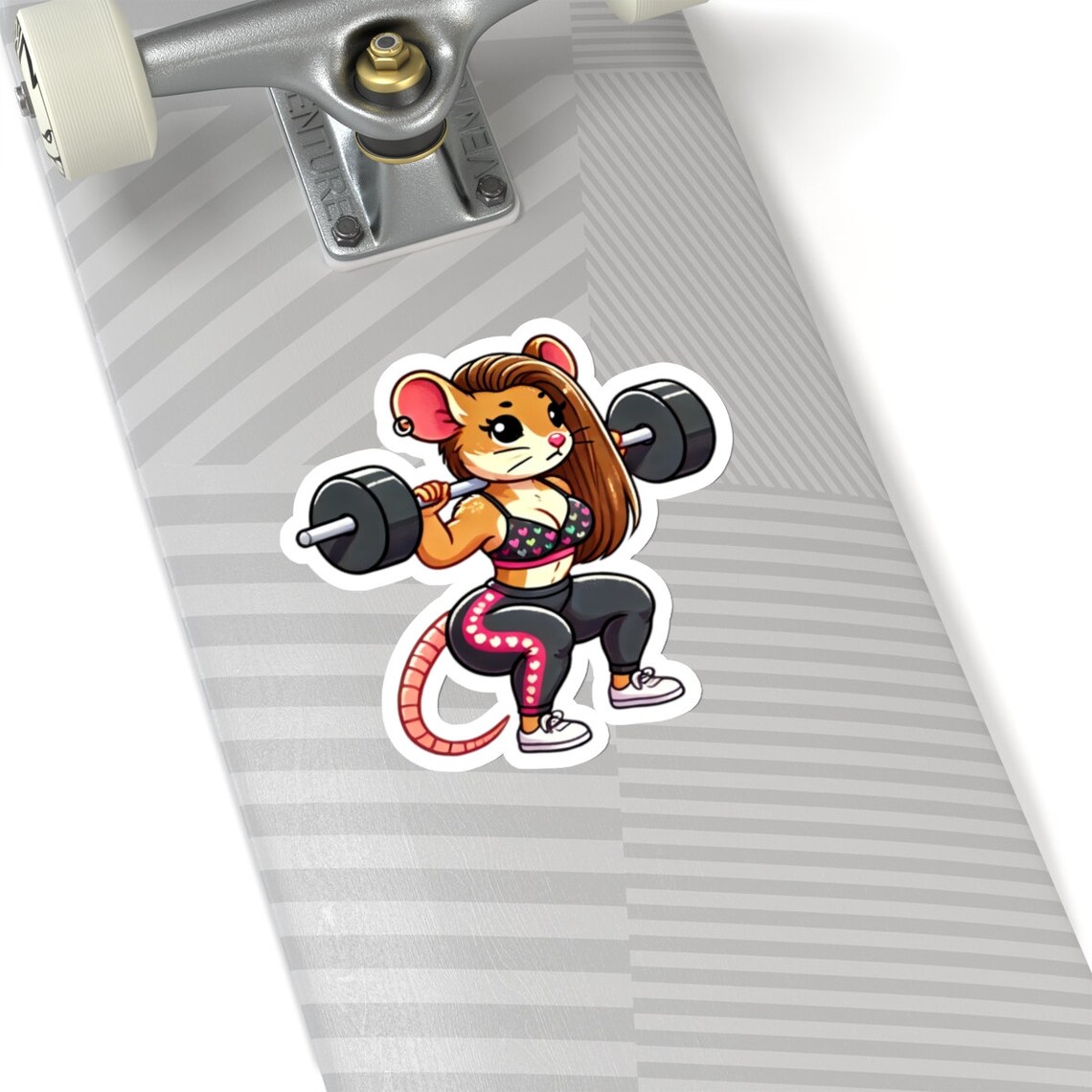 Female Gym Rat Sticker Cute Fitness Mouse Design Perfect for Laptops ...