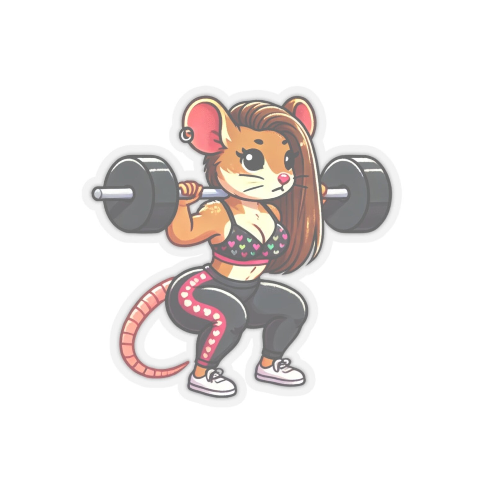 Female Gym Rat Sticker Cute Fitness Mouse Design Perfect for Laptops ...