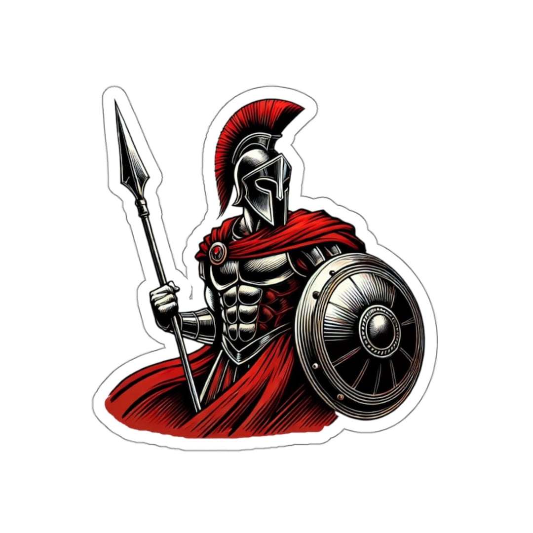 Spartan Warrior Sticker Red Cape and Shield Inspirational Art for ...