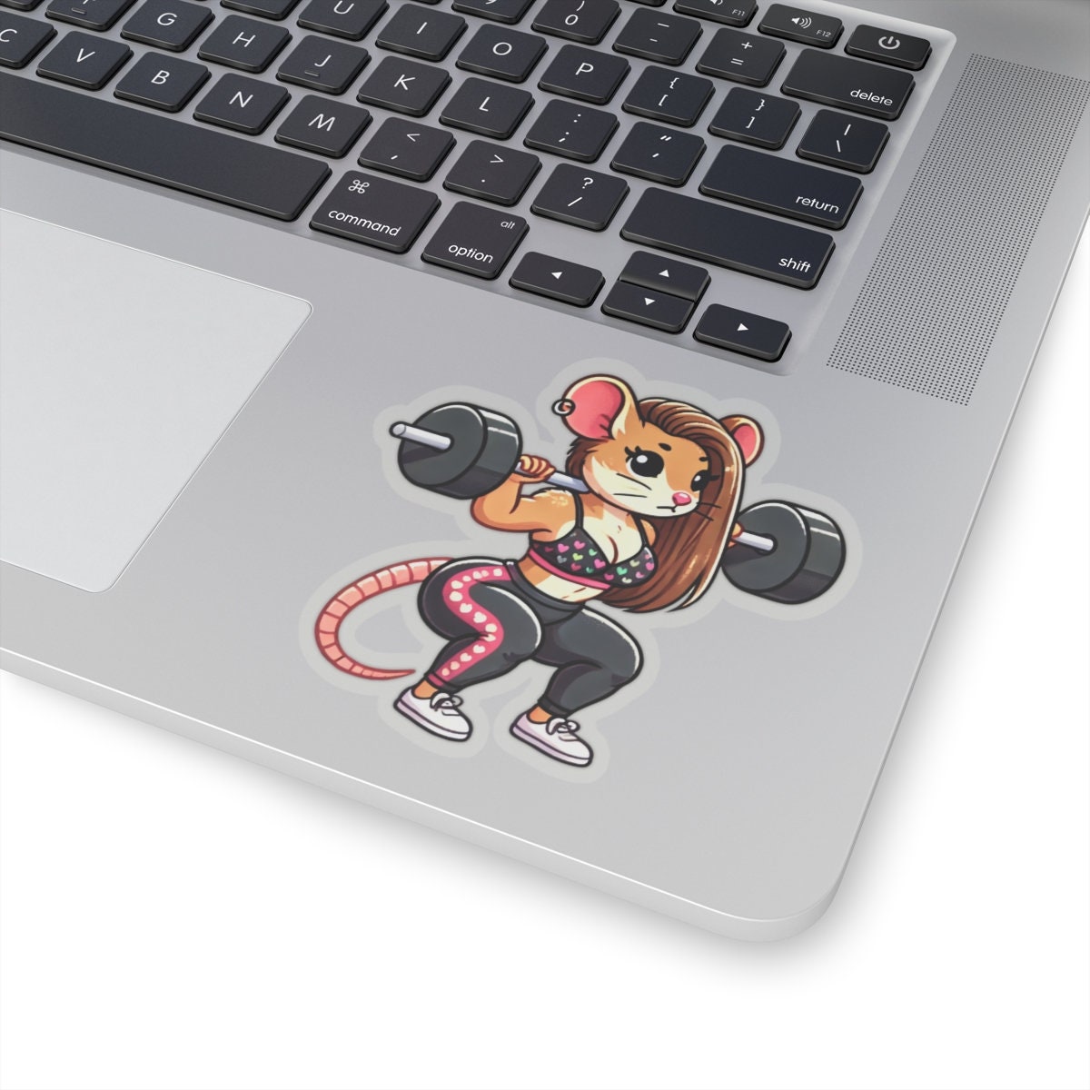 Female Gym Rat Sticker Cute Fitness Mouse Design Perfect for Laptops ...