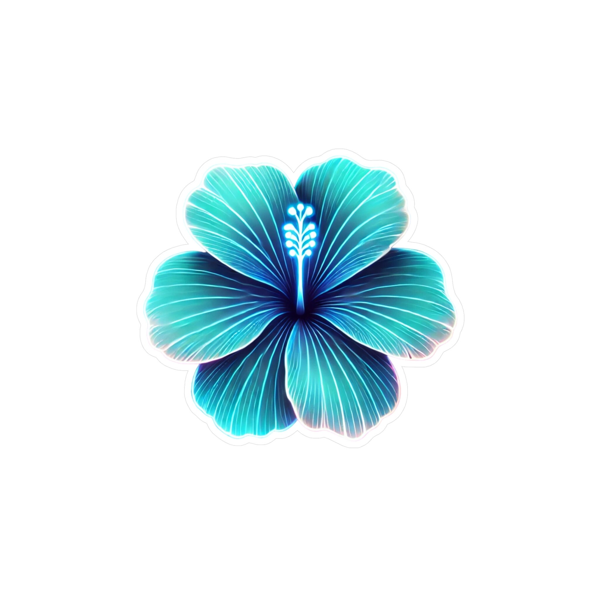 Neon Glowing Hibiscus Decal Vibrant Floral Kiss Cut Vinyl Decal Perfect ...
