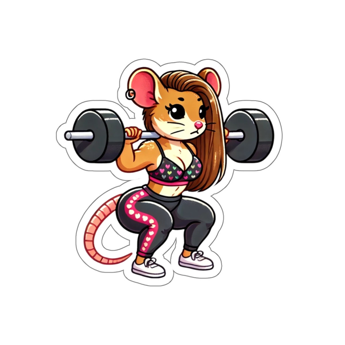 Female Gym Rat Sticker Cute Fitness Mouse Design Perfect for Laptops ...