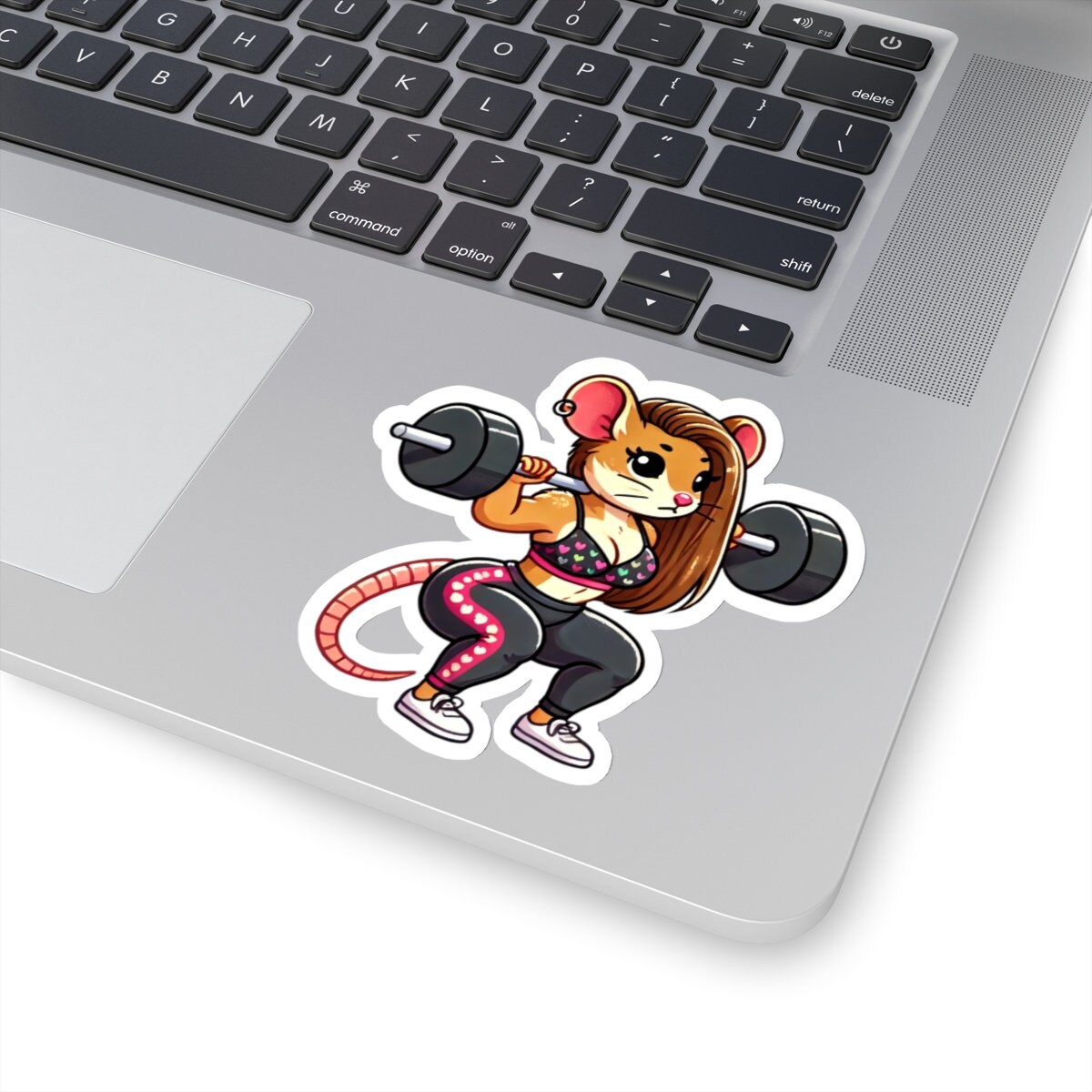 Female Gym Rat Sticker Cute Fitness Mouse Design Perfect for Laptops ...
