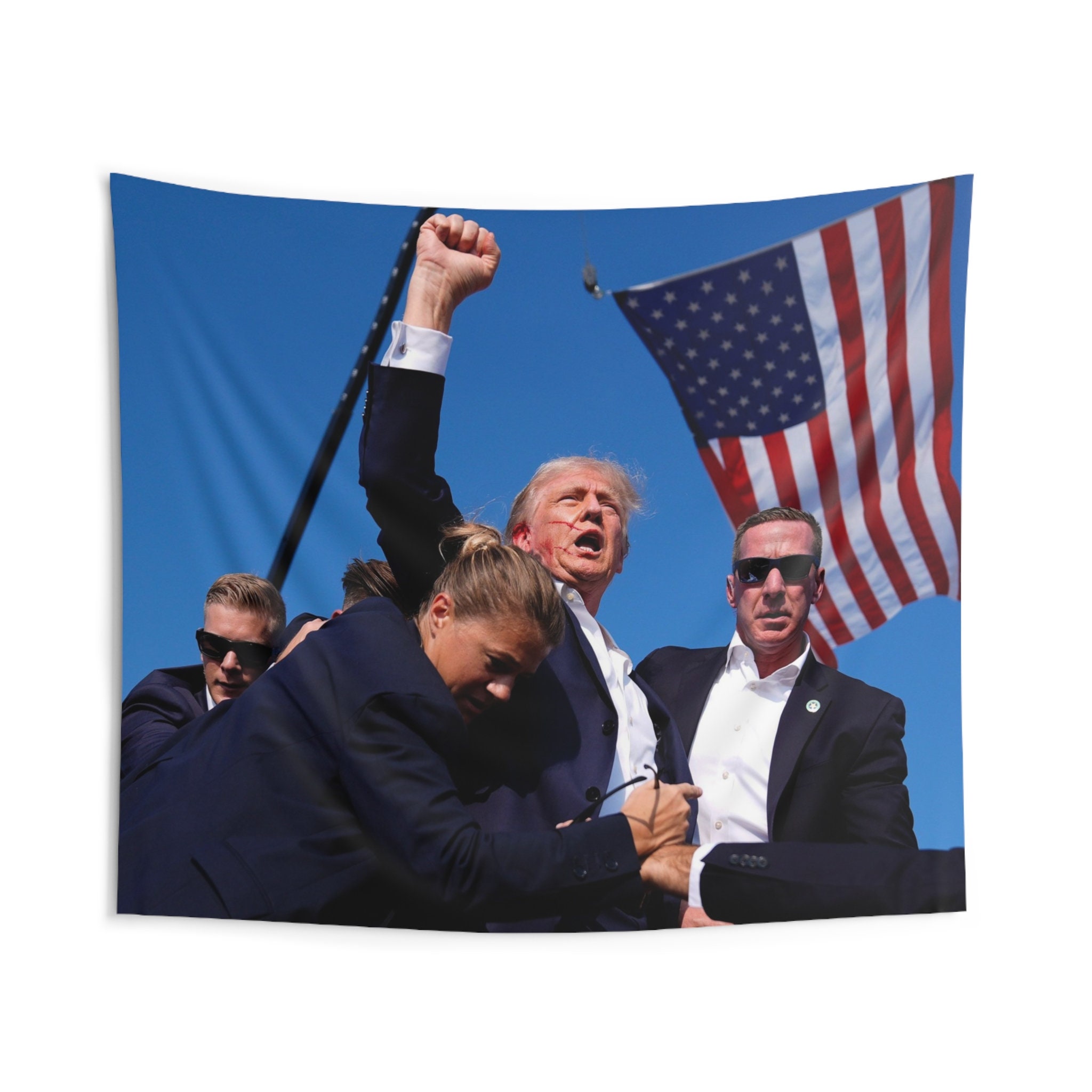 Trump Shooting Iconic Moment Tapestry | Inspirational Wall Hanging ...
