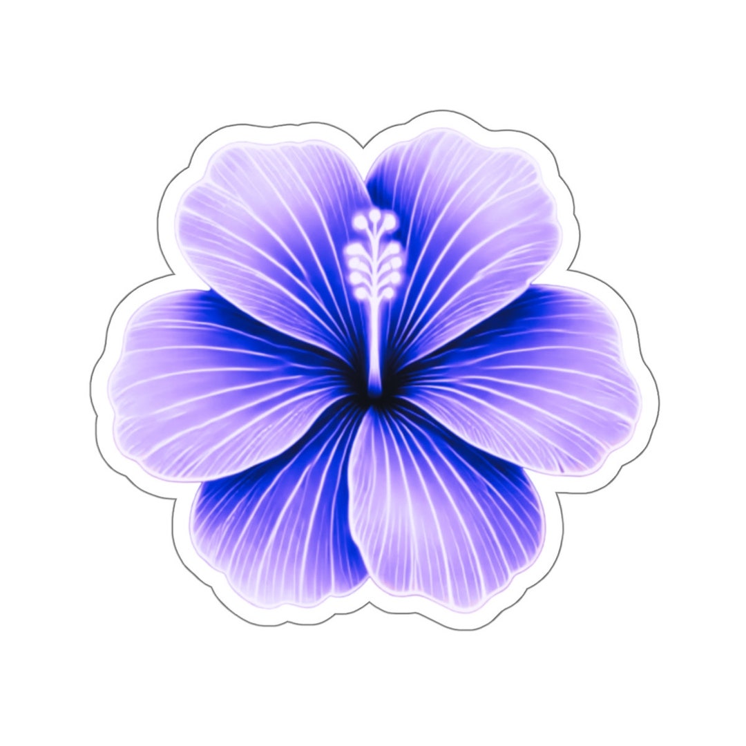Amethyst Neon Hibiscus Flower Sticker Vibrant Floral Design, Perfect ...