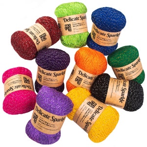 Delicate Sparkle | Pack With 10 Skeins of Metallic Yarn (#1 Superfine ...