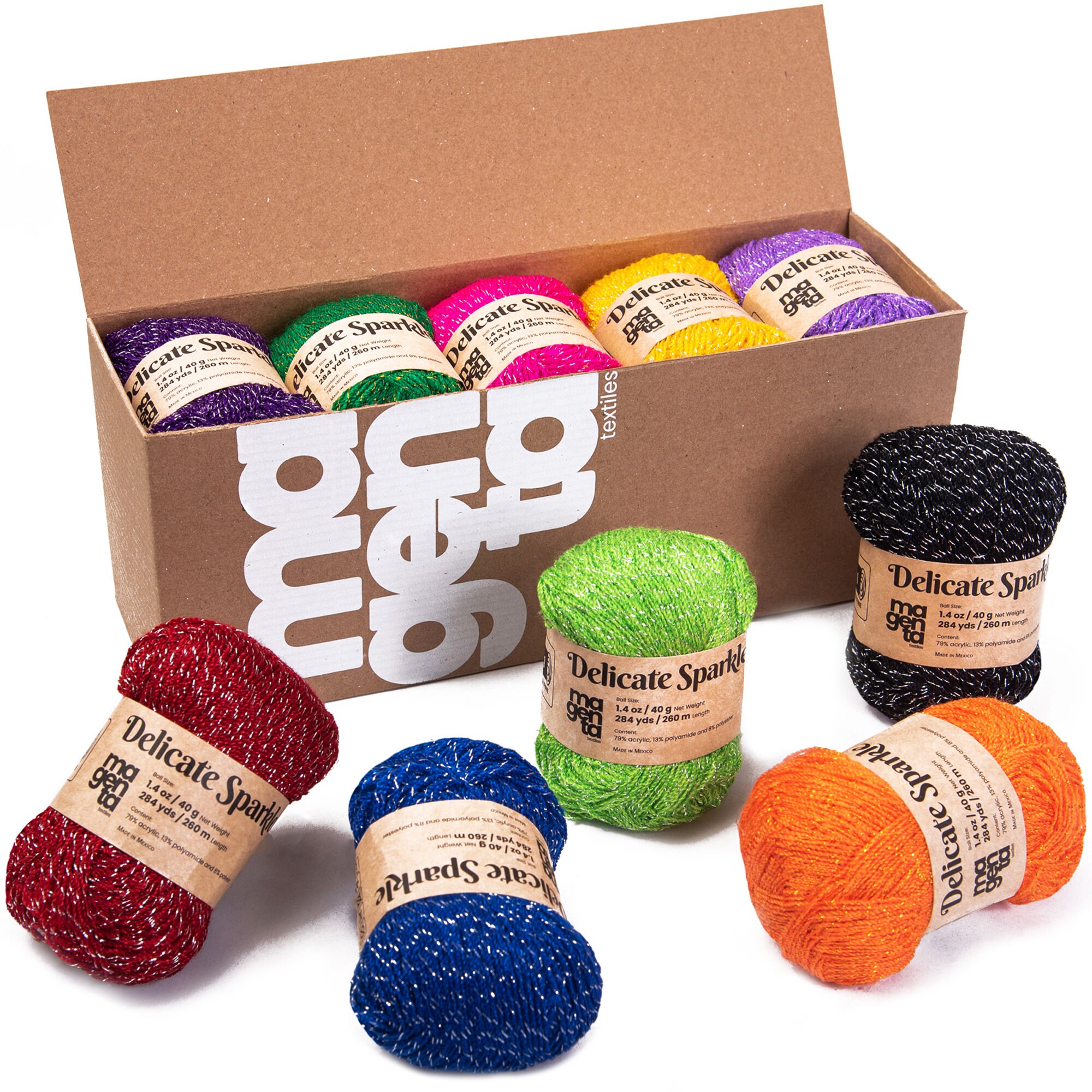 Delicate Sparkle Pack With 10 Skeins of Metallic Yarn 1 Superfine 40g ...
