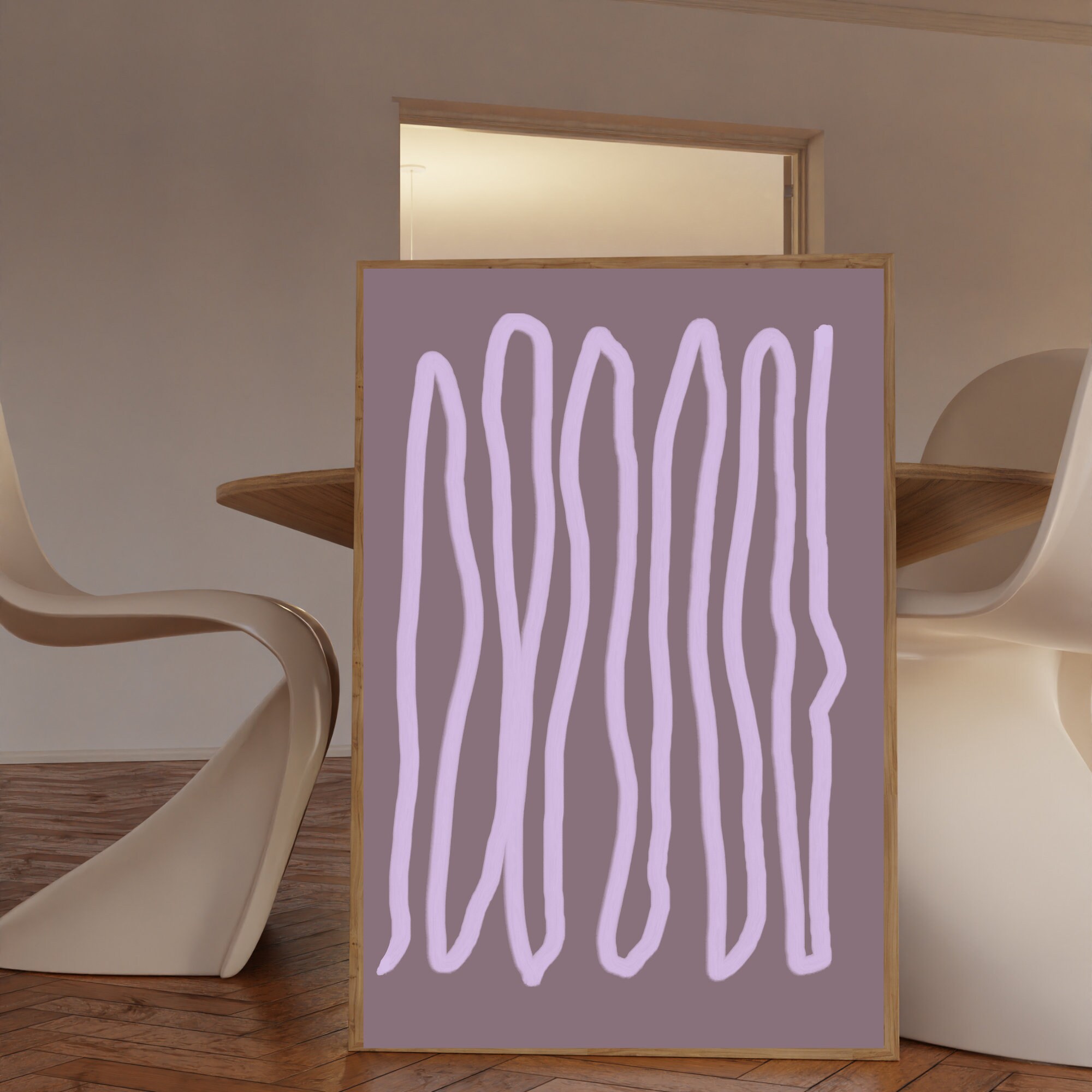 Gallery Wall Art Set of 3, Purple Posters, Digital Prints, Abstract Art ...