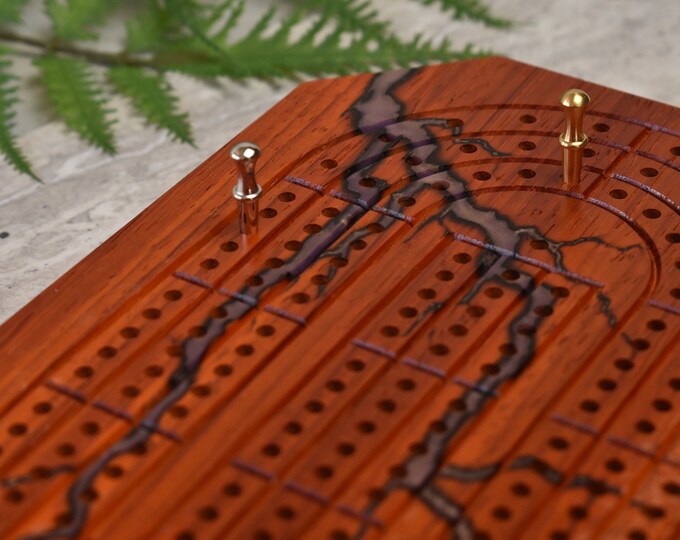 Fractal Burn Cribbage Board, Epoxy Inlay - Etsy