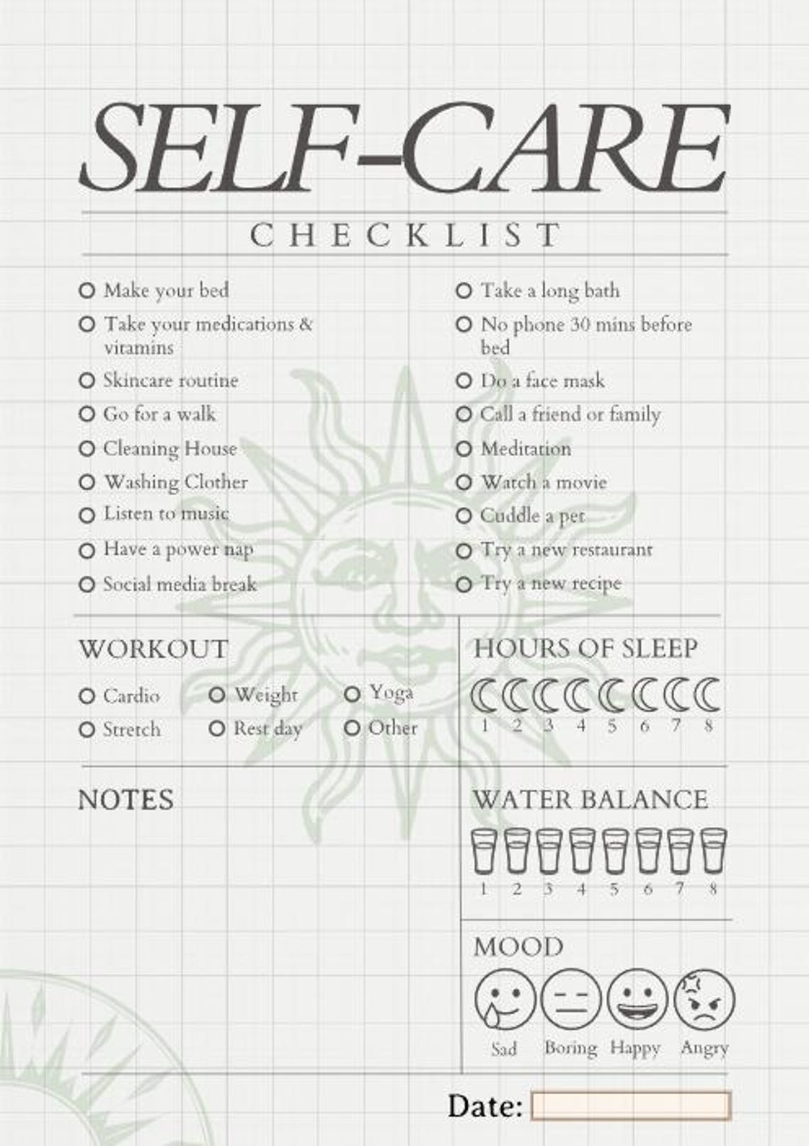 Self-care: Digital Planner | Printable Self-care Planner | Mood Tracker ...