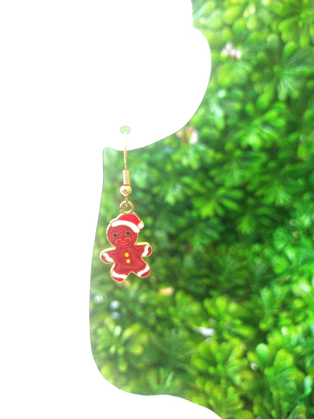 Golden Gingerbread Man With Red Santa Hat Christmas Drop Dangle Holiday ...