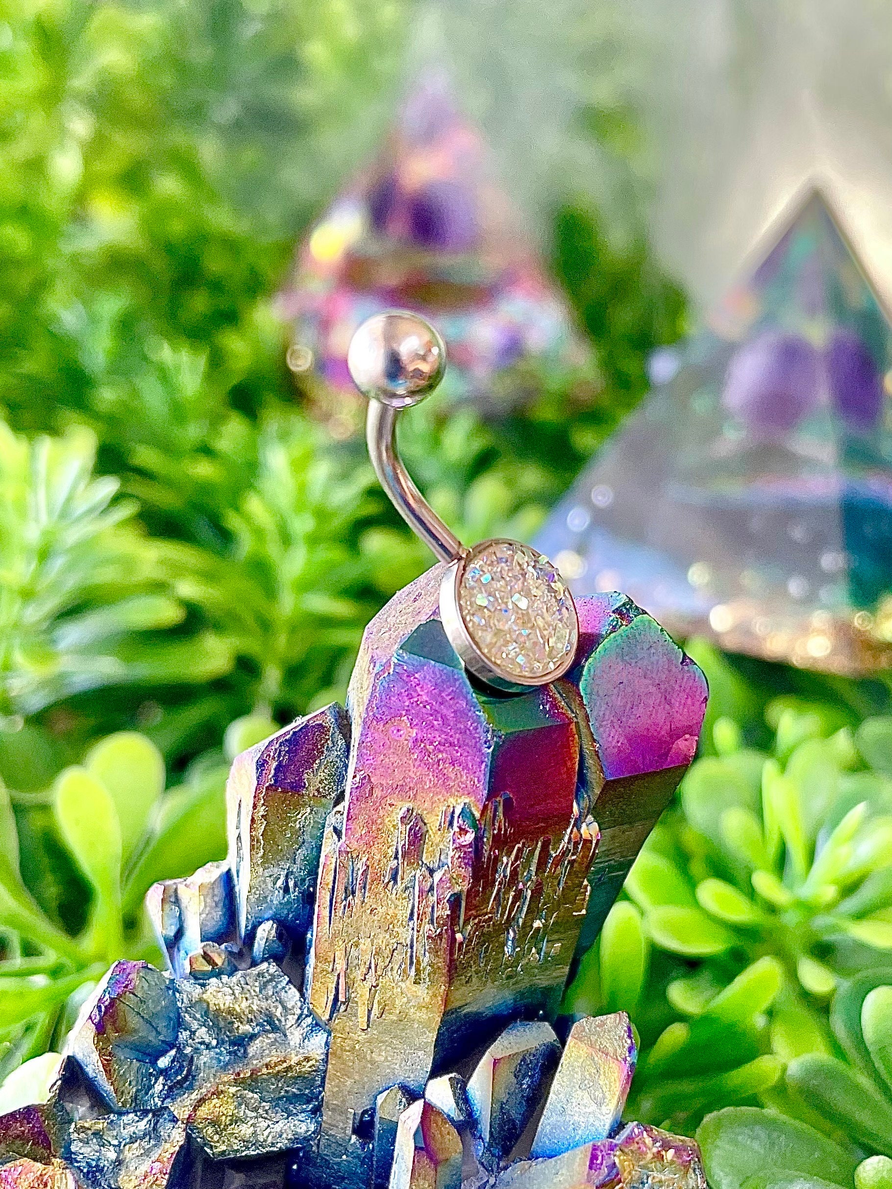 Pixie Ice Iridescent Round Belly Button Ring - Etsy