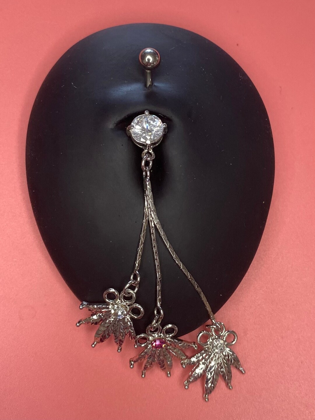 Dangle Dazzle Cannabis Leaf Belly Button Ring - Etsy