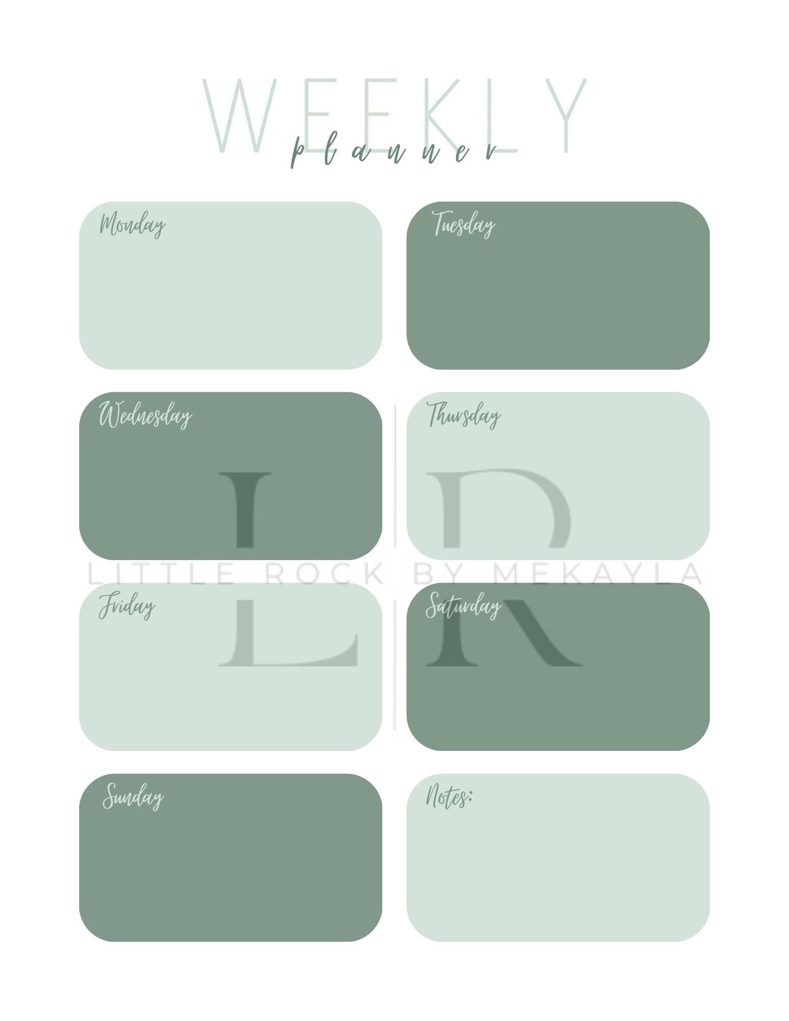 Weekly Planner - Green - Etsy