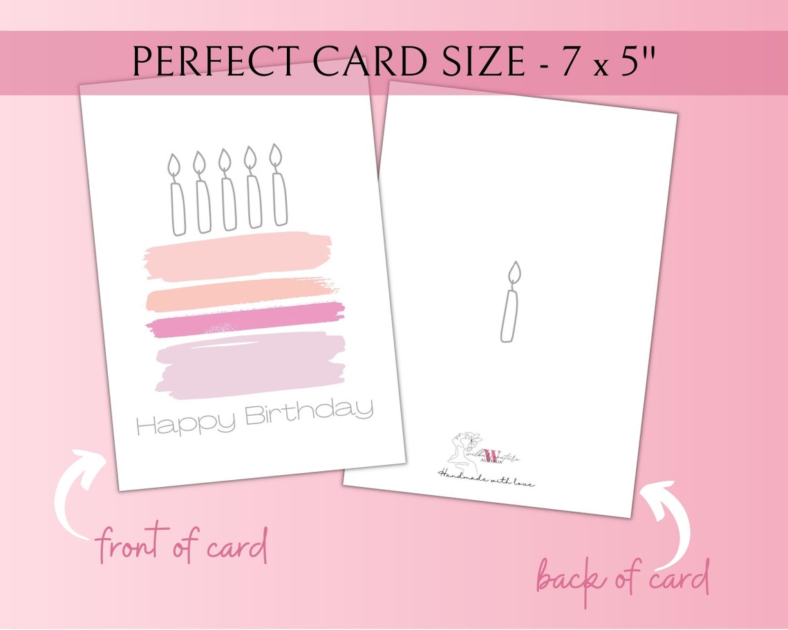 Printable Birthday Card, Birthday Cake Card, Happy Birthday Digital ...
